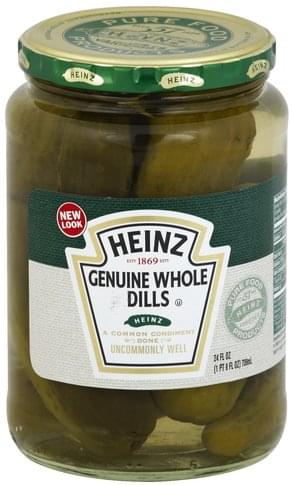 Heinz Dills, Genuine Whole Pickles - 24 oz, Nutrition Information | Innit