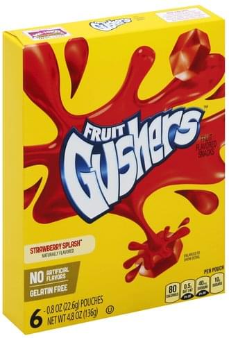 Fruit Gushers Strawberry Splash Fruit Flavored Snacks - 6 ea, Nutrition ...