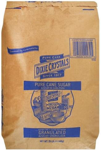 Dixie Crystals Pure, Extra Fine Granulated Sugar Cane - 25 lb ...