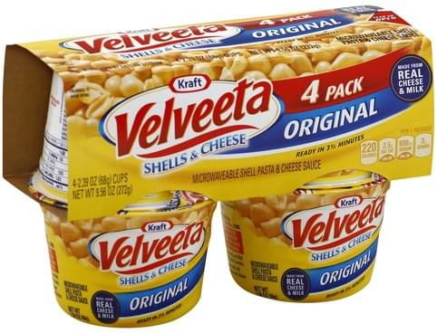 Velveeta Original, 4 Pack Shells & Cheese - 4 ea, Nutrition Information ...