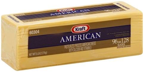 Kraft Pasteurized Process, American Cheese - 5 lb, Nutrition ...