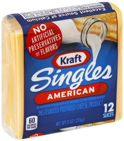 Kraft Pasteurized Prepared, Slices, American Cheese Product - 12 ea ...