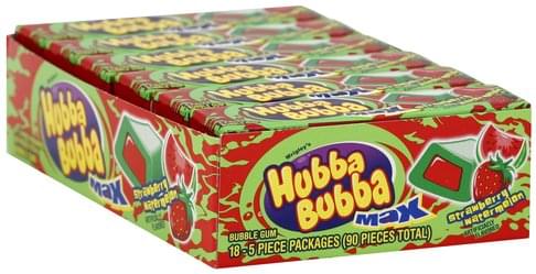Hubba Bubba Strawberry-Watermelon Bubble Gum - 18 ea, Nutrition ...