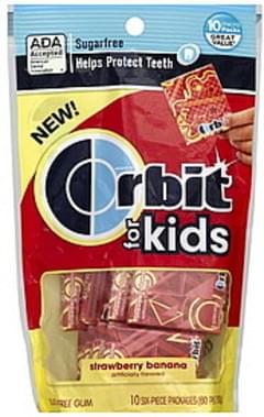 Orbit Sugarfree, for Kids, Strawberry Banana Gum - 10 ea, Nutrition ...