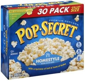 Pop Secret Premium, Homestyle, Value Size Popcorn - 30 ea, Nutrition ...