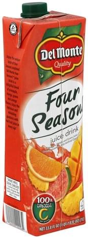 Del Monte Four Seasons Juice Drink - 33.8 oz, Nutrition Information | Innit
