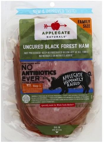 Applegate Black Forest, Uncured, Family Sized Ham - 10.5 oz, Nutrition ...