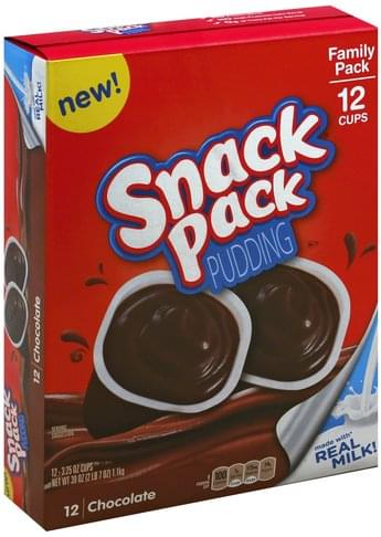 Snack Pack Chocolate, Family Pack Pudding - 12 ea, Nutrition ...