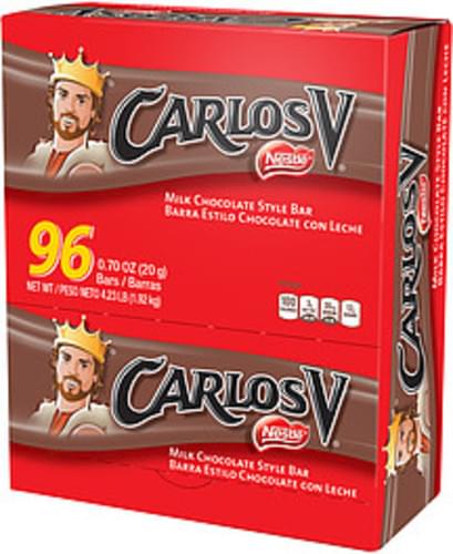 Carlos V Milk Chocolate Style Candy Bar - 4.23 lb, Nutrition ...