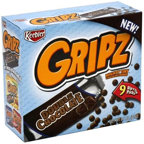 Gripz Double Chocolate Mighty Tiny Chocolate Cookies - 9 ea, Nutrition ...