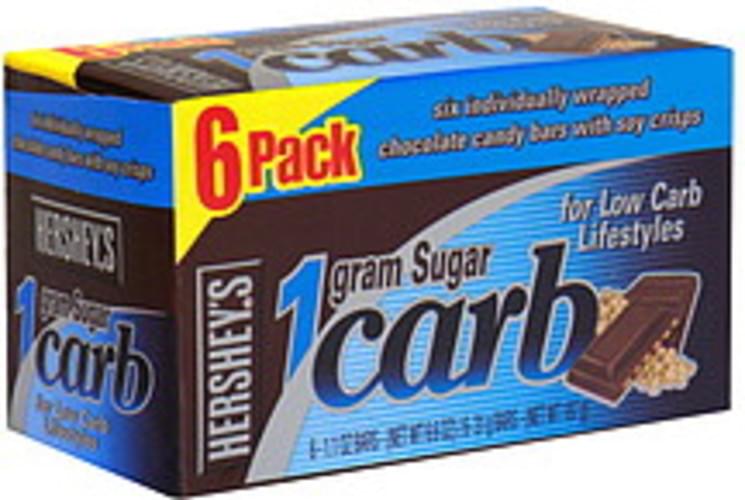Hersheys Chocolate Candy with Soy Crisps 1 Gram Sugar Carb Bar - 6 ea ...