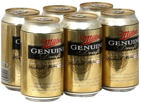 Miller Cold Filtered Lager Beer - 6 ea, Nutrition Information | Innit