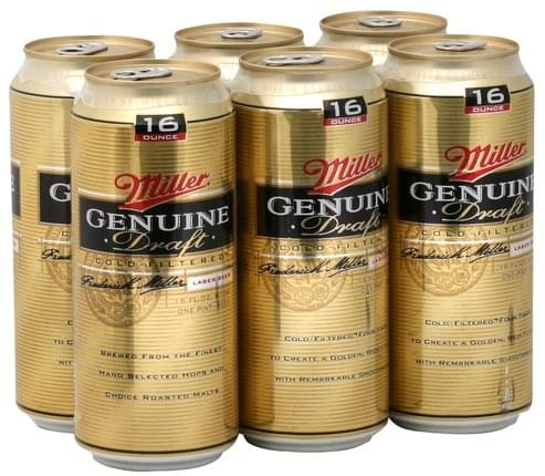 Miller Cold-Filtered Lager Beer - 6 ea, Nutrition Information | Innit