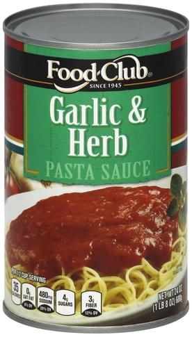 Food Club Garlic & Herb Pasta Sauce - 24 oz, Nutrition Information | Innit
