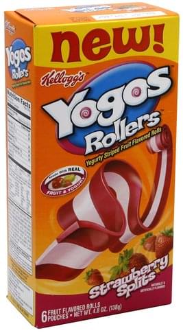 Yogos Strawberry Splits Fruit Flavored Rolls - 6 ea, Nutrition ...