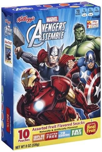Kelloggs Marvel Avengers Assemble, Assorted Fruit Flavored Snacks - 10 ...