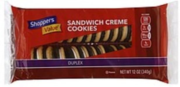 Shoppers Value Sandwich Creme Duplex Cookies 12 Oz Nutrition