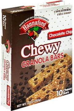 Hannaford Chocolate Chip Chewy Granola Bars - 10 oz, Nutrition ...