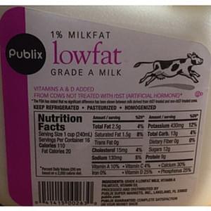 Publix Grade A Milk 1% Lowfat - 240 ml, Nutrition Information | Innit