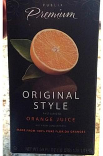 Publix Premium Original Style Orange Juice - 240 ml, Nutrition ...