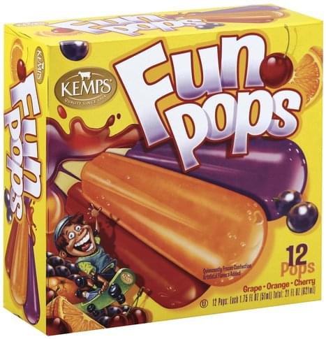 Kemps Grape, Orange, Cherry Fun Pops - 12 ea, Nutrition Information | Innit