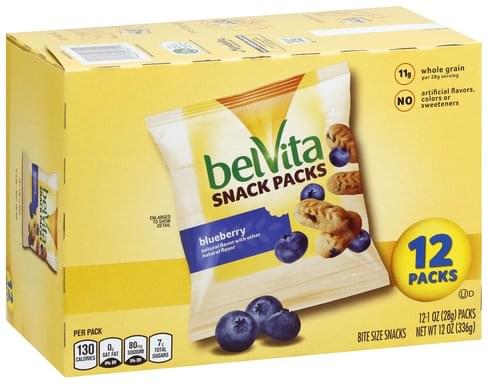 BelVita Blueberry, 12 Packs Bite Size Snacks - 12 ea, Nutrition ...