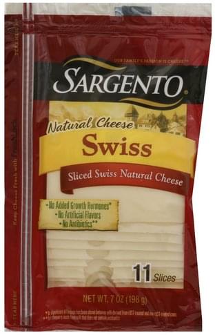 Sargento Swiss, Sliced Cheese - 11 ea, Nutrition Information | Innit