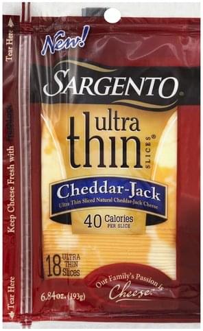 Sargento Ultra Thin, Cheddar-Jack Cheese Slices - 18 ea, Nutrition ...