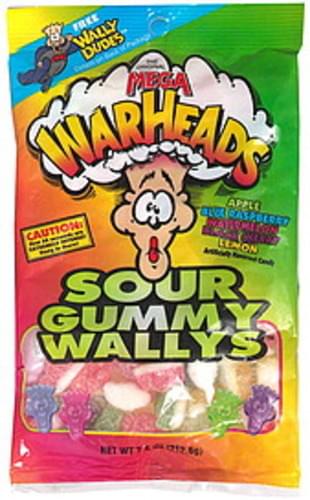 Mega Warheads Assorted Flavors Sour Gummy Wallys - 7.5 oz, Nutrition ...