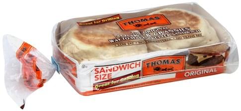Thomas Original, Sandwich Size English Muffins - 4 ea, Nutrition ...