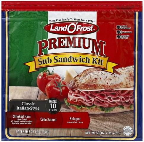 Land O Frost Classic Italian-Style Sub Sandwich Kit - 1 ea, Nutrition ...