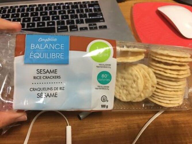Compliments Balance Sesame Rice Crackers - 20 g, Nutrition Information ...