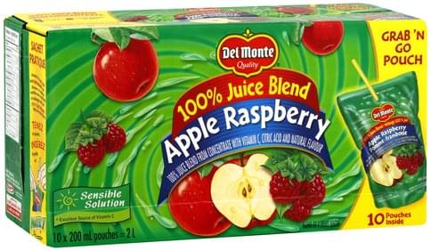 Del Monte Apple Raspberry Juice Blend - 10 ea, Nutrition Information ...