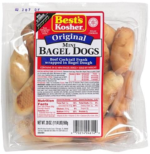 Bests Kosher Mini, Original Bagel Dogs - 20 oz, Nutrition Information ...