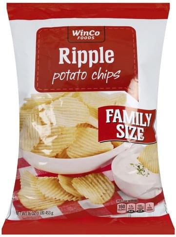 Winco Ripple, Family Size Potato Chips - 16 oz, Nutrition Information ...