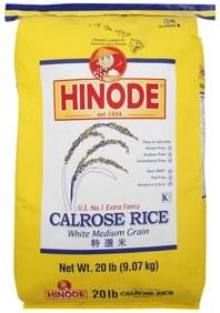 Hinode Medium Grain, White Calrose Rice - 20 lb, Nutrition Information ...