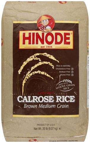 Hinode Calrose, Extra Fancy, Brown Medium Grain Rice - 20 lb, Nutrition ...