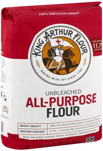 King Arthur Flour All-Purpose, Unbleached Flour - 25 lb, Nutrition ...
