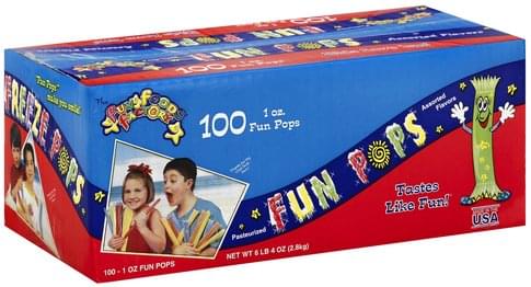 Fun Pops Assorted Flavors Freezable Beverage - 100 ea, Nutrition ...