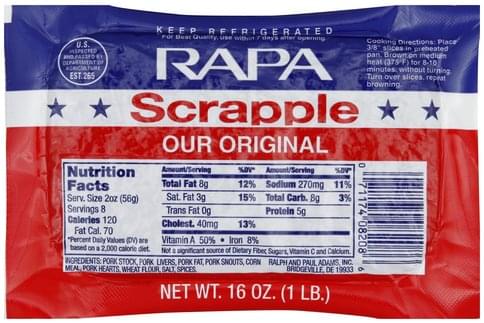 Rapa Our Original Scrapple - 16 oz, Nutrition Information | Innit