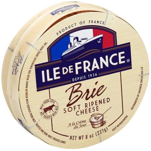 Ile de France Soft Ripened, Brie Cheese - 8 oz, Nutrition Information ...