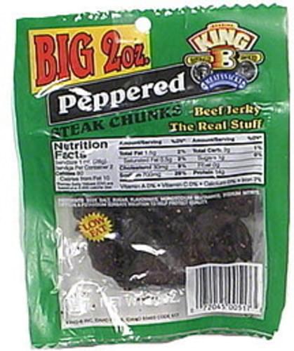 King B Beef Jerky, Steak Chunks, Peppered Flavor - 2 oz, Nutrition ...