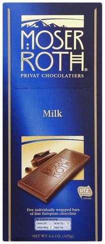 Moser Roth Milk Chocolate - 5 ea, Nutrition Information | Innit