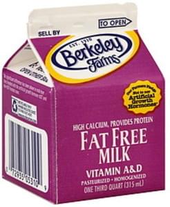 Berkeley Farms Fat Free Milk - 0.33 QT, Nutrition Information | Innit