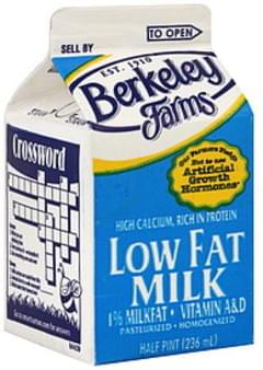 Berkeley Farms Low Fat, 1% Milkfat Milk - 0.5 pt, Nutrition Information ...