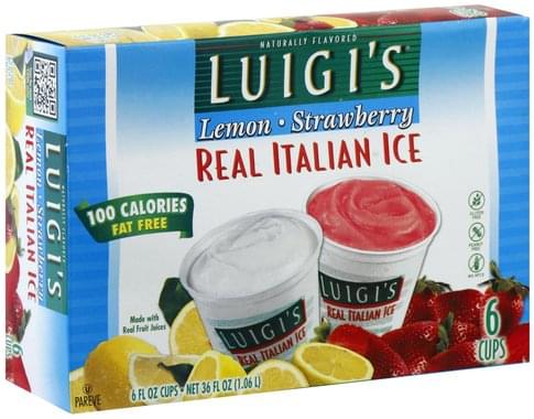 Luigi's Real, Lemon, Strawberry Italian Ice - 6 ea, Nutrition ...