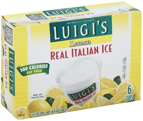 Luigi's Real, Lemon Italian Ice - 6 ea, Nutrition Information | Innit