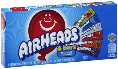 Airheads Assorted Flavors Candy - 6 ea, Nutrition Information | Innit
