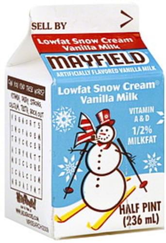 Mayfield Lowfat, 1/2% Milkfat, Snow Cream Vanilla Milk - 0.5 pt ...