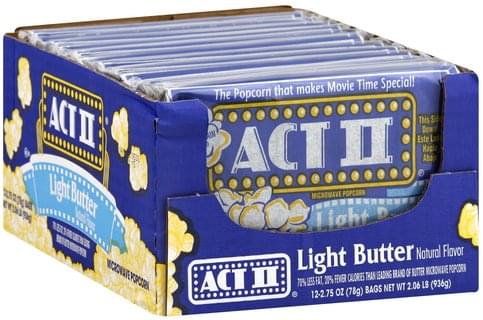 Act Ii Light Butter Microwave Popcorn - 12 ea, Nutrition Information ...
